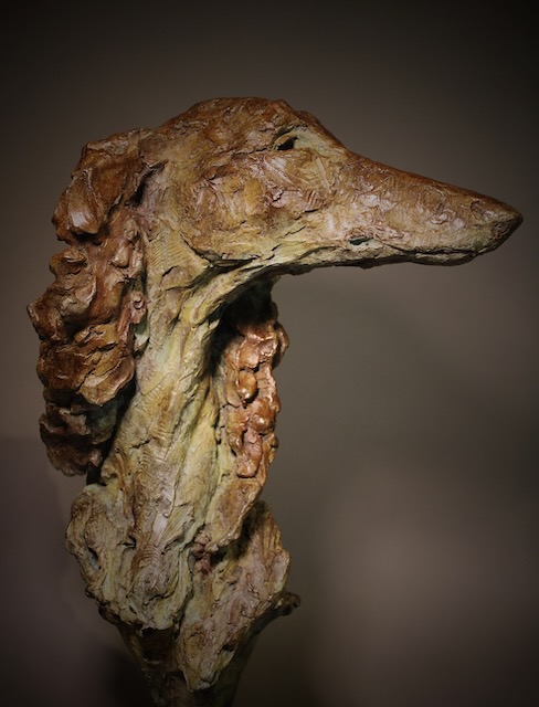 ELEGANCE - Life size Head of a Saluki on a slate base - Jane Shaw Sculpture